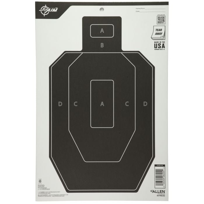 Allen EZ Aim IPSC Silhouette Target 12"x18" 50-Pack