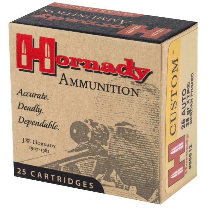Hornady Custom .25 Auto Ammo 35gr XTP 25 Rounds