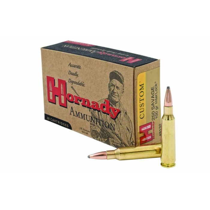 Hornady Custom .250 Savage Ammo 100gr InterLock SP 20 Rounds