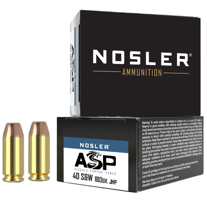 Nosler ASP .40 S&W Ammo 180gr JHP