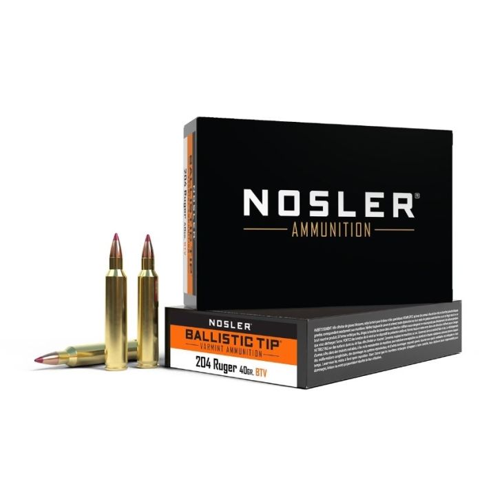 Nosler Ballistic Tip 204 Ruger Ammo 40gr BTSP 20 Rounds