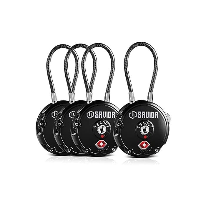 Savior Equipment 3-Digit Steel Cable Lock - 4-Pack